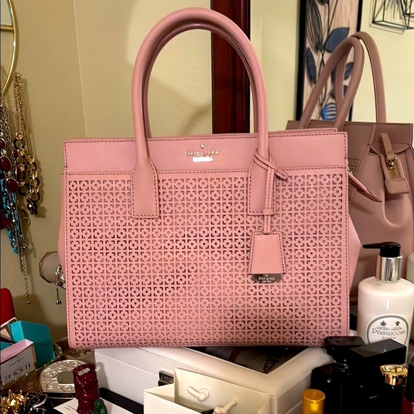 kate spade | Bags | Kate Spade Pink Satchel With Geometric Design ...